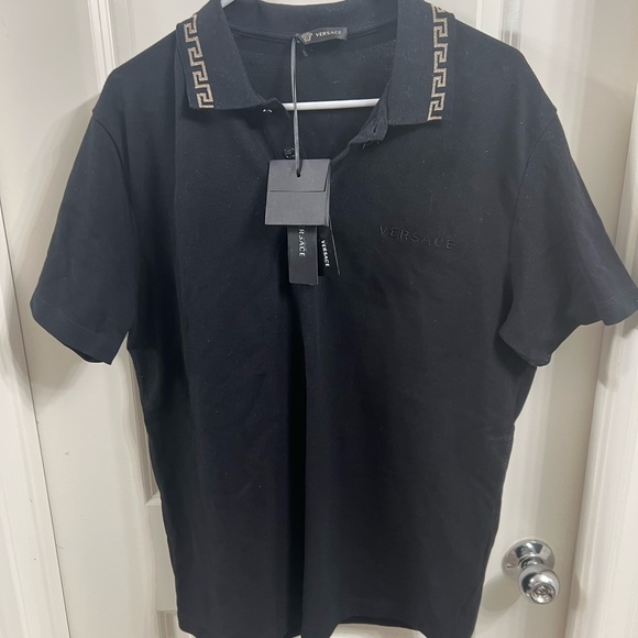 Versace | Shirts | Versace Black Polo Shirt For Men | Poshmark